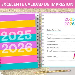 Agenda 2025 2026 - Año Escolar - Imprimible - Agosto a Julio - Vista ...