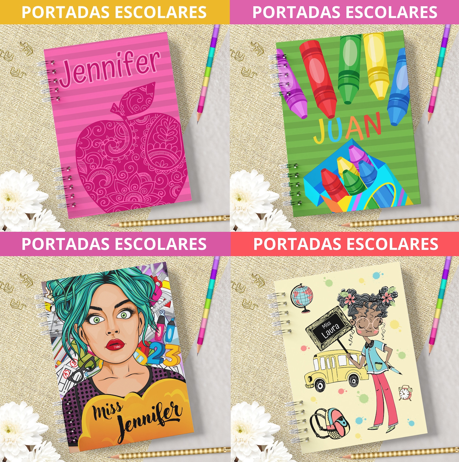Portadas Escolares Imprimibles para Agendas y Cuadernos para Maestros y ...