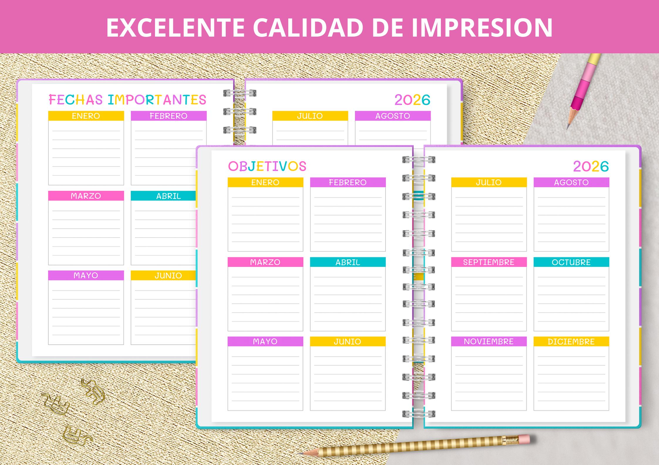 2026 Weekly Printable Agenda - Monthly Planners - Expenses - Bullet ...
