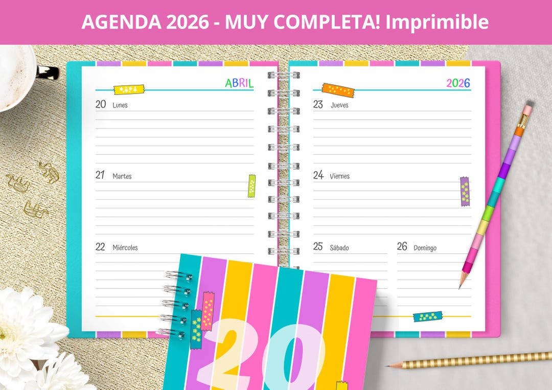 Agenda 2026 Semanal para imprimir - Planeadores Mensuales - Gastos - Notas punteadas Bullet ...