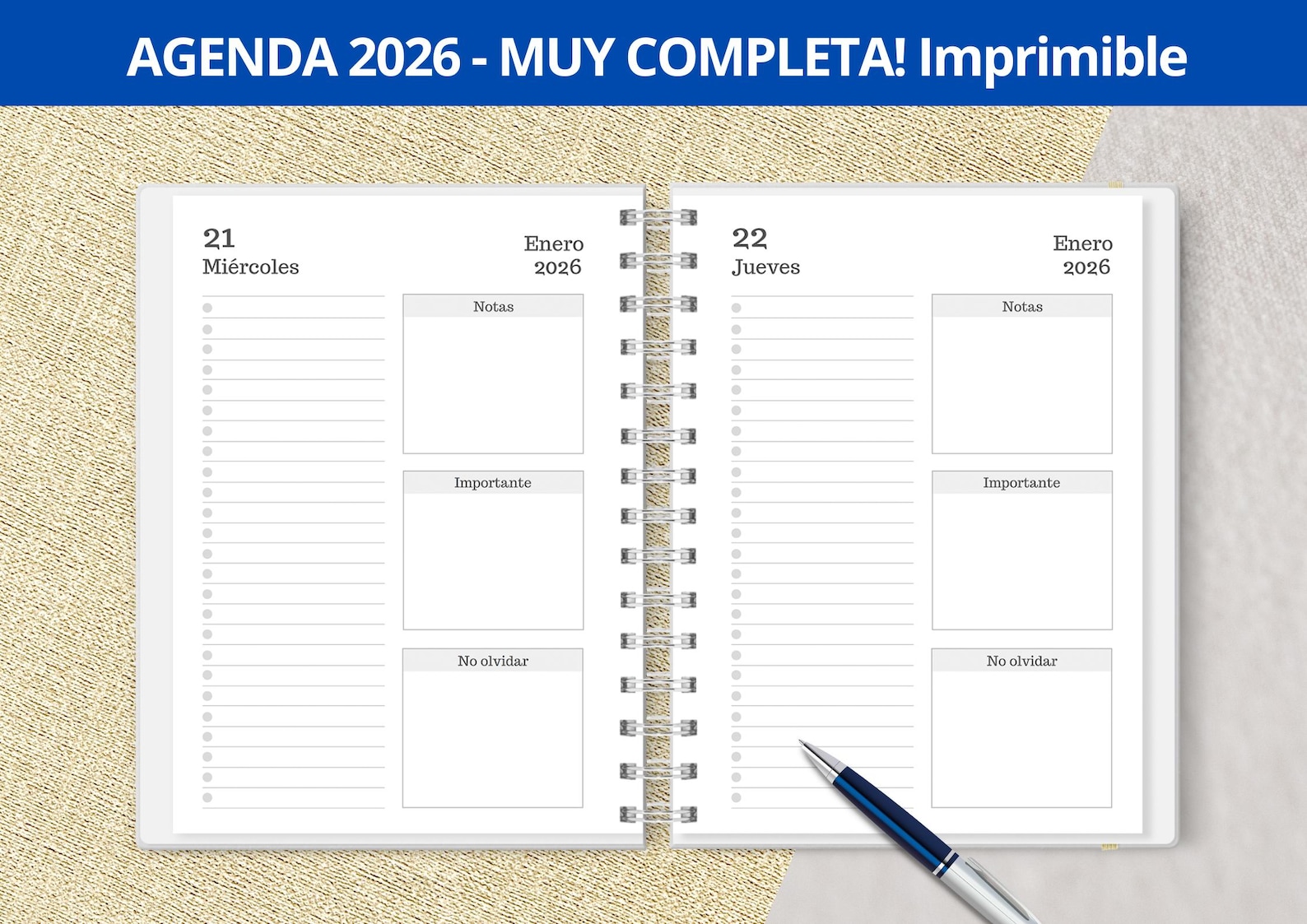 Agenda 2026 Diaria para imprimir - Un Día por Página - Planeadores ...