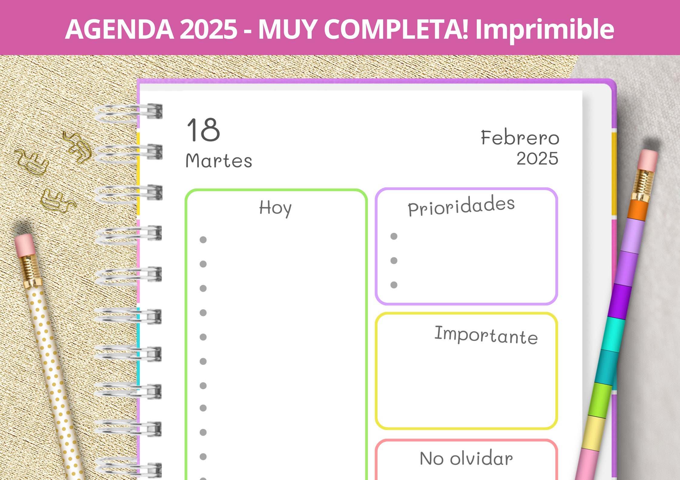 Agenda 2025 Diaria para imprimir - Planeadores Mensuales - Gastos ...