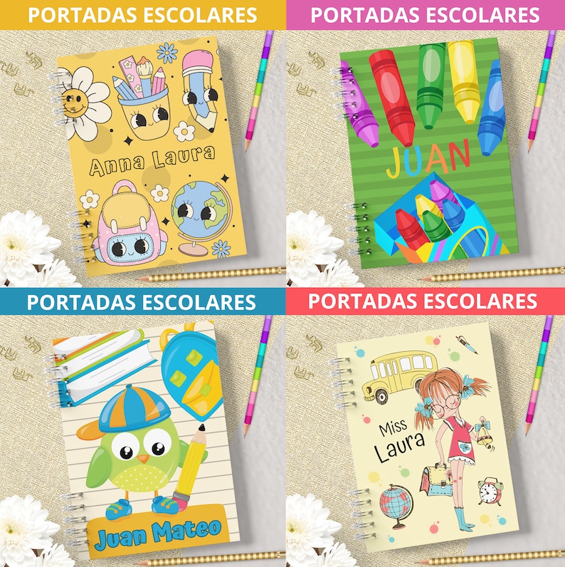 Fondos Portadas Escolares Imprimibles para Agendas y Cuadernos para Maestras y Alumnos Planner ...