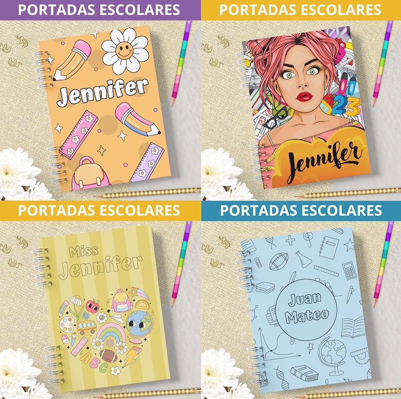 Fondos Portadas Escolares Imprimibles para Agendas y Cuadernos para Maestras y Alumnos Planner ...