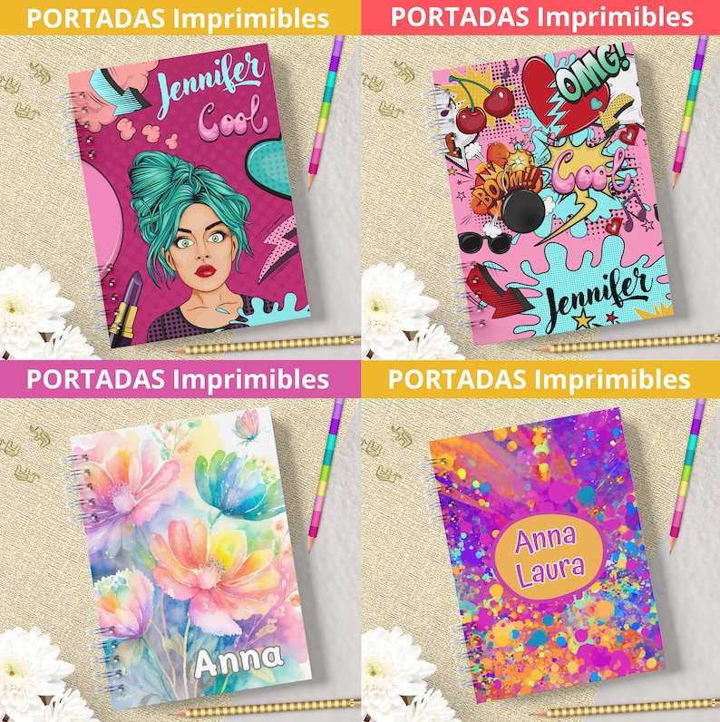 Portadas Imprimibles para Agendas Cuadernos Anotadores Planeadores Organizadores Printable ...