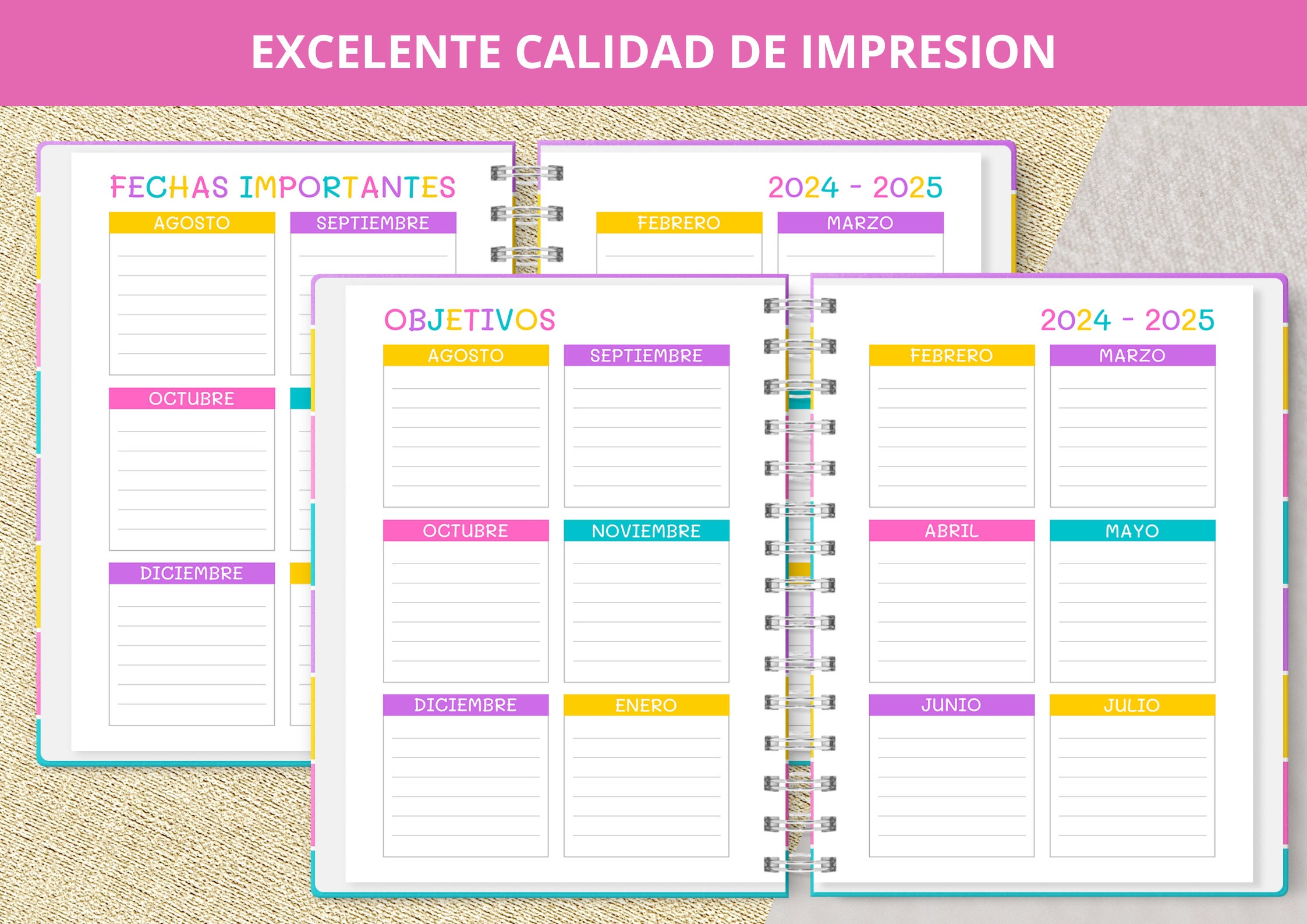 Agenda 2024 2025 School Year Printable August to July Weekly View PDF ...