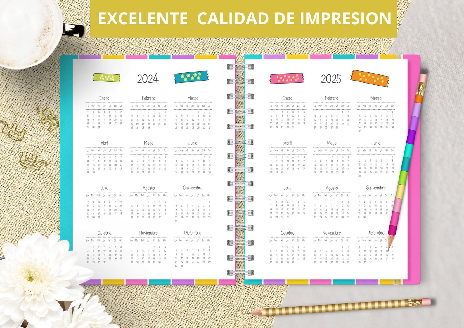 Agenda 2024 Semanal para imprimir Planeadores Mensuales - Etsy España