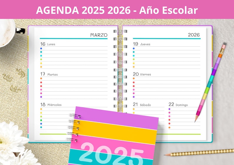Agenda 2025 2026 - Año Escolar - Imprimible - Agosto a Julio - Vista ...