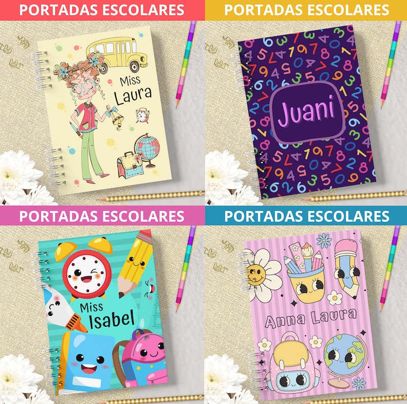 Fondos Portadas Escolares Imprimibles para Agendas y Cuadernos para Maestras y Alumnos Planner ...