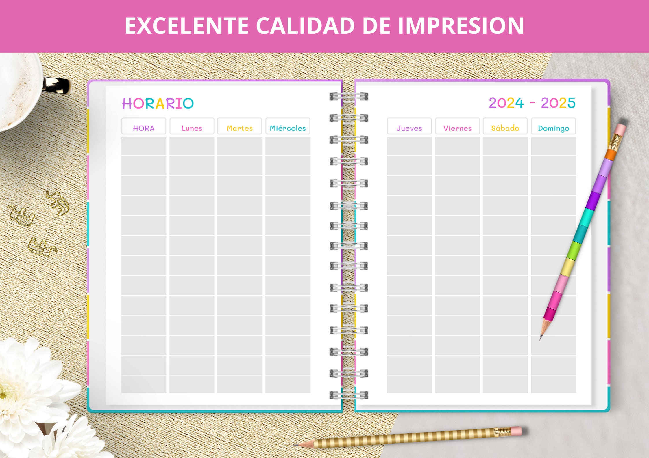 Agenda 2024 2025 School Year Printable August to July Weekly View PDF ...