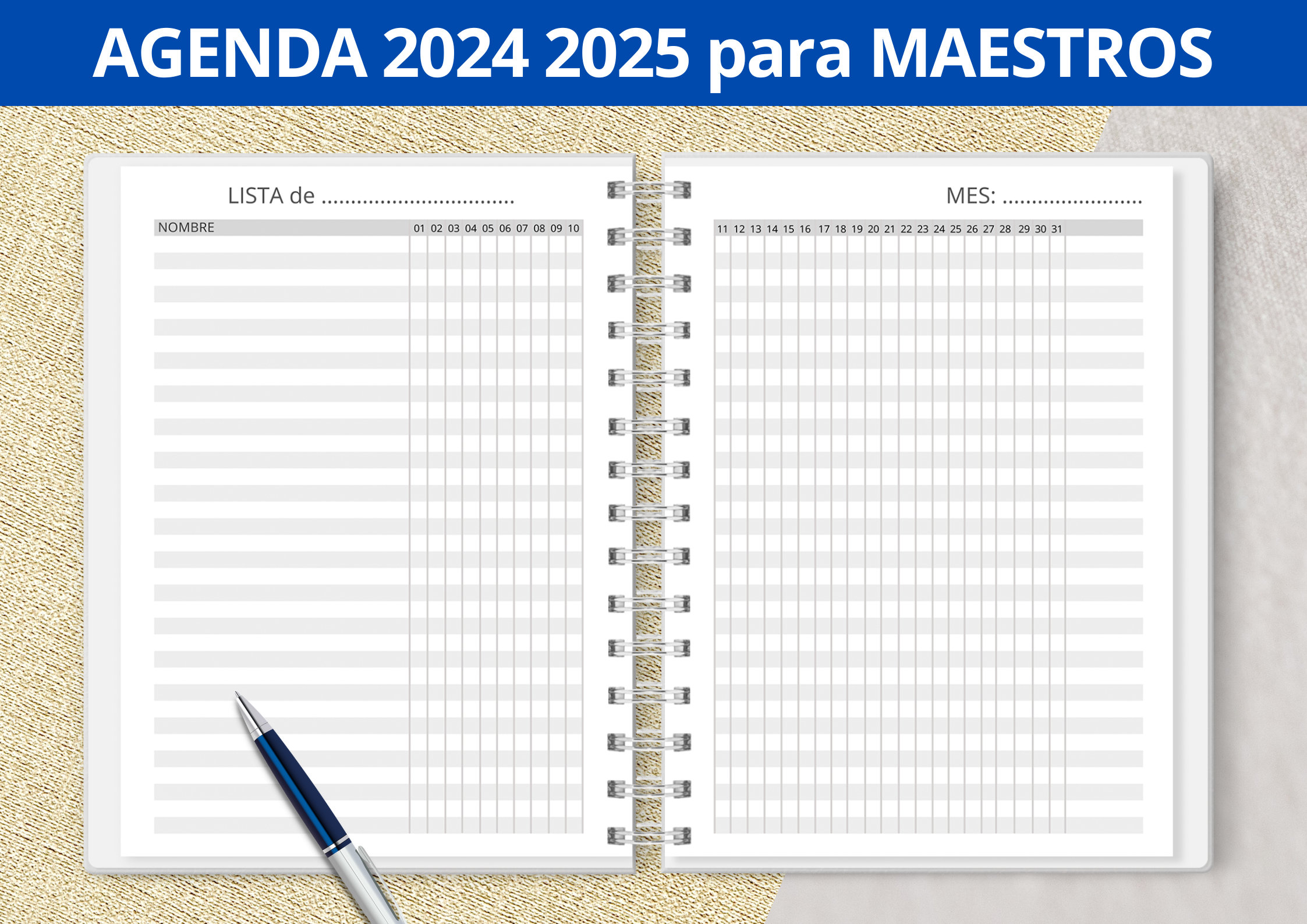 Agenda Escolar 2024 2025 para maestros para imprimir Asistencia ...
