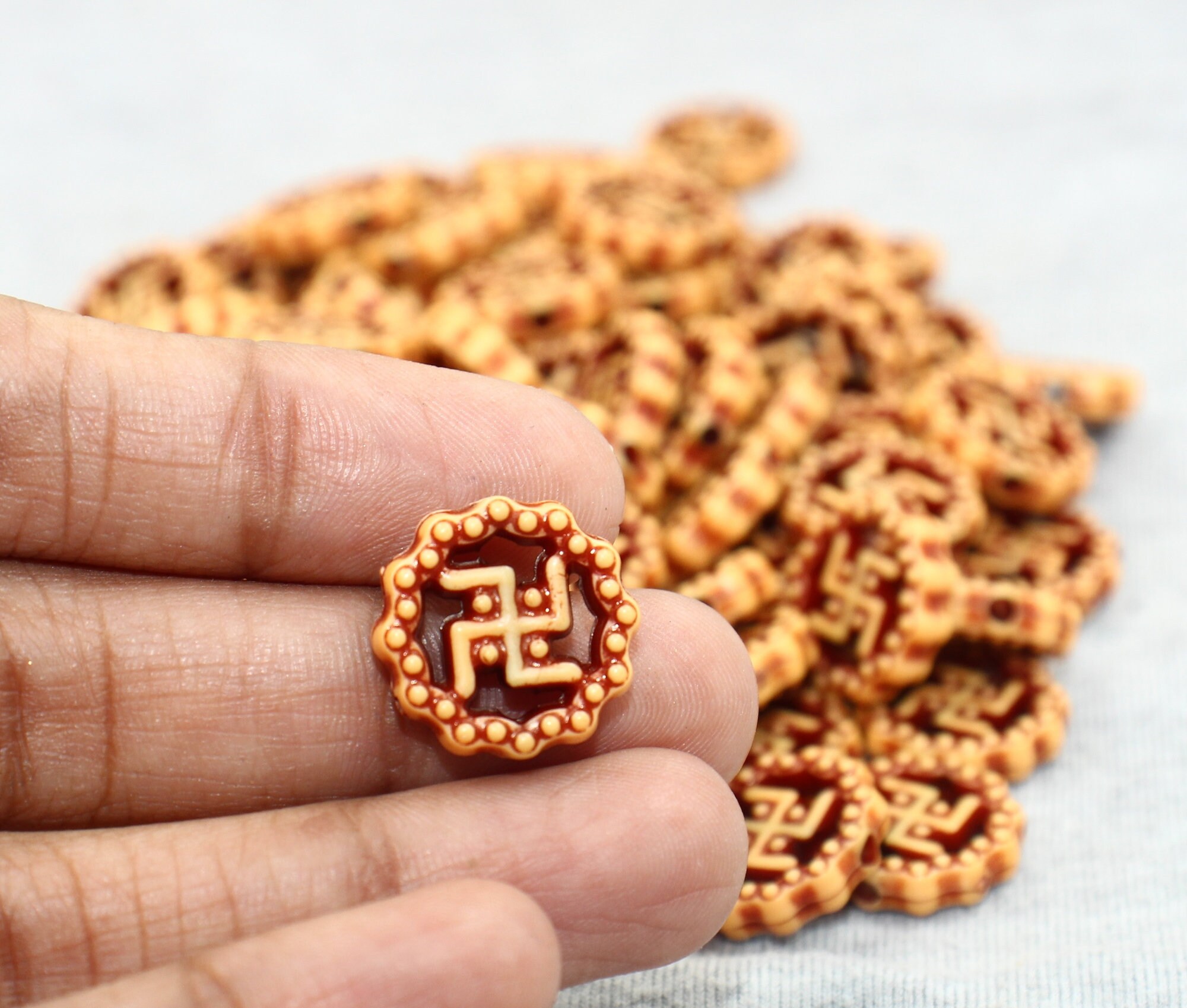 Swastika Symbol Hinduizm Acrylic Wooden Beads Designer Handmade Wood ...