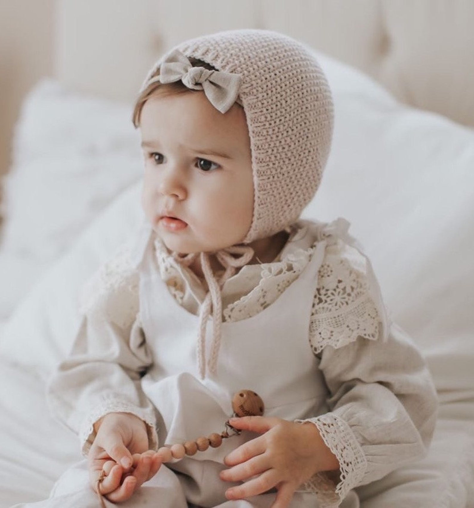 Knit Baby Bonnet Knit Baby Girl Bonnet Cotton Baby Bonnet Baby | Etsy