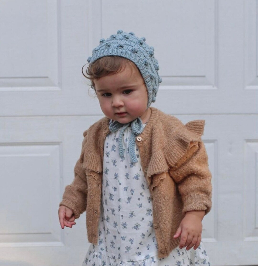 Knit Baby Bonnet for Girls Toddler Bonnet Vintage Style Bonnet Cotton ...