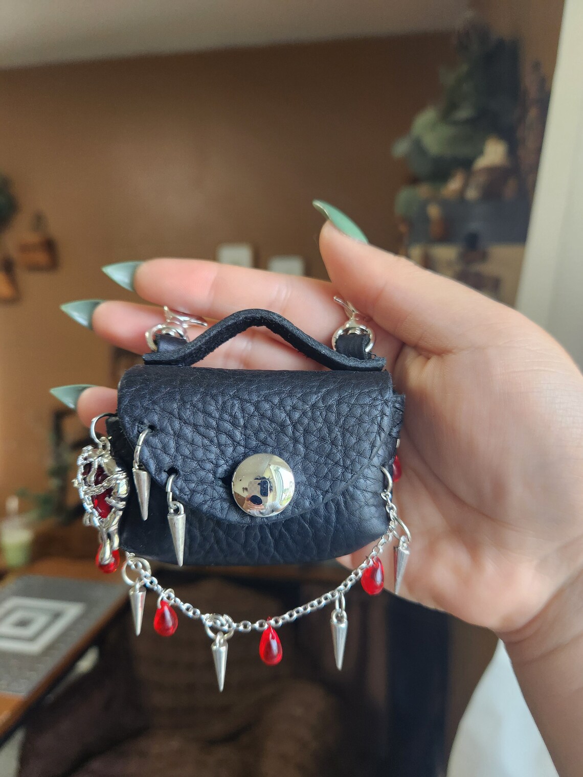 Punk Style Red and Black Leather Pouch - Etsy