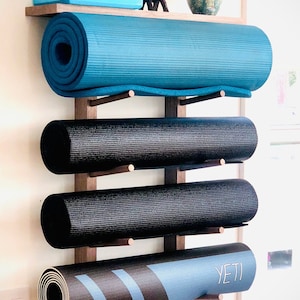 Wall-mounted Yoga Mat Rack: Handmade, Furniture Quality, 100% Solid ...