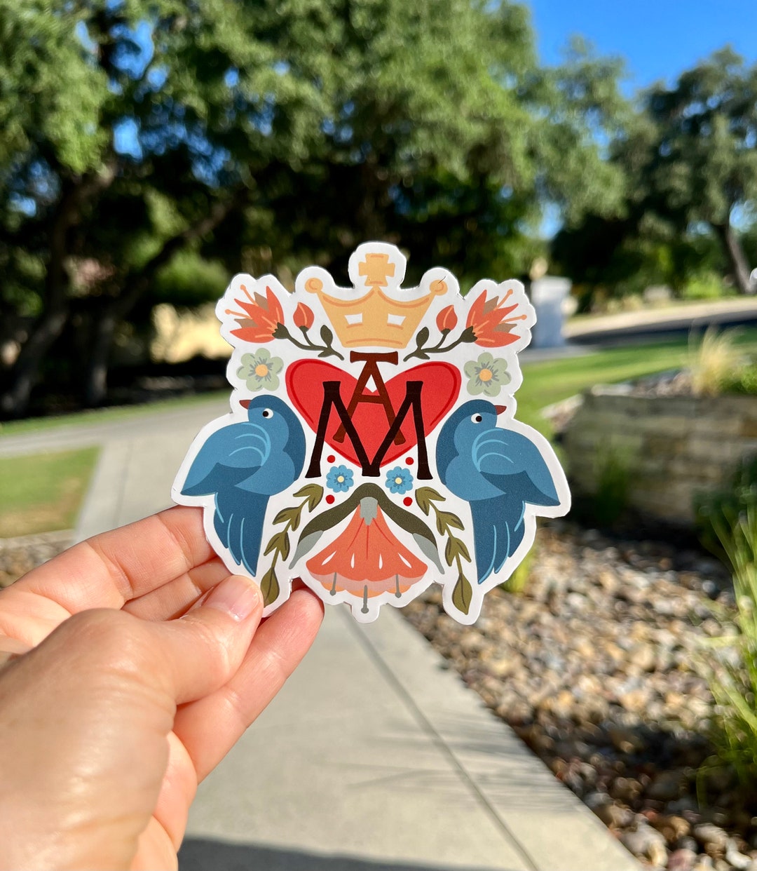 Marian Symbol With Crown Bubble-free Stickers, Auspice Maria, Santa ...