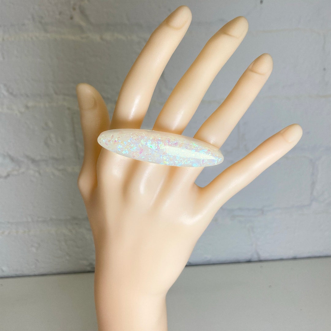 Opal, Opaline Concave Shape Resin Rings /acrylic/lucite/acetate Cabochon Dome Cocktail Rings - Etsy