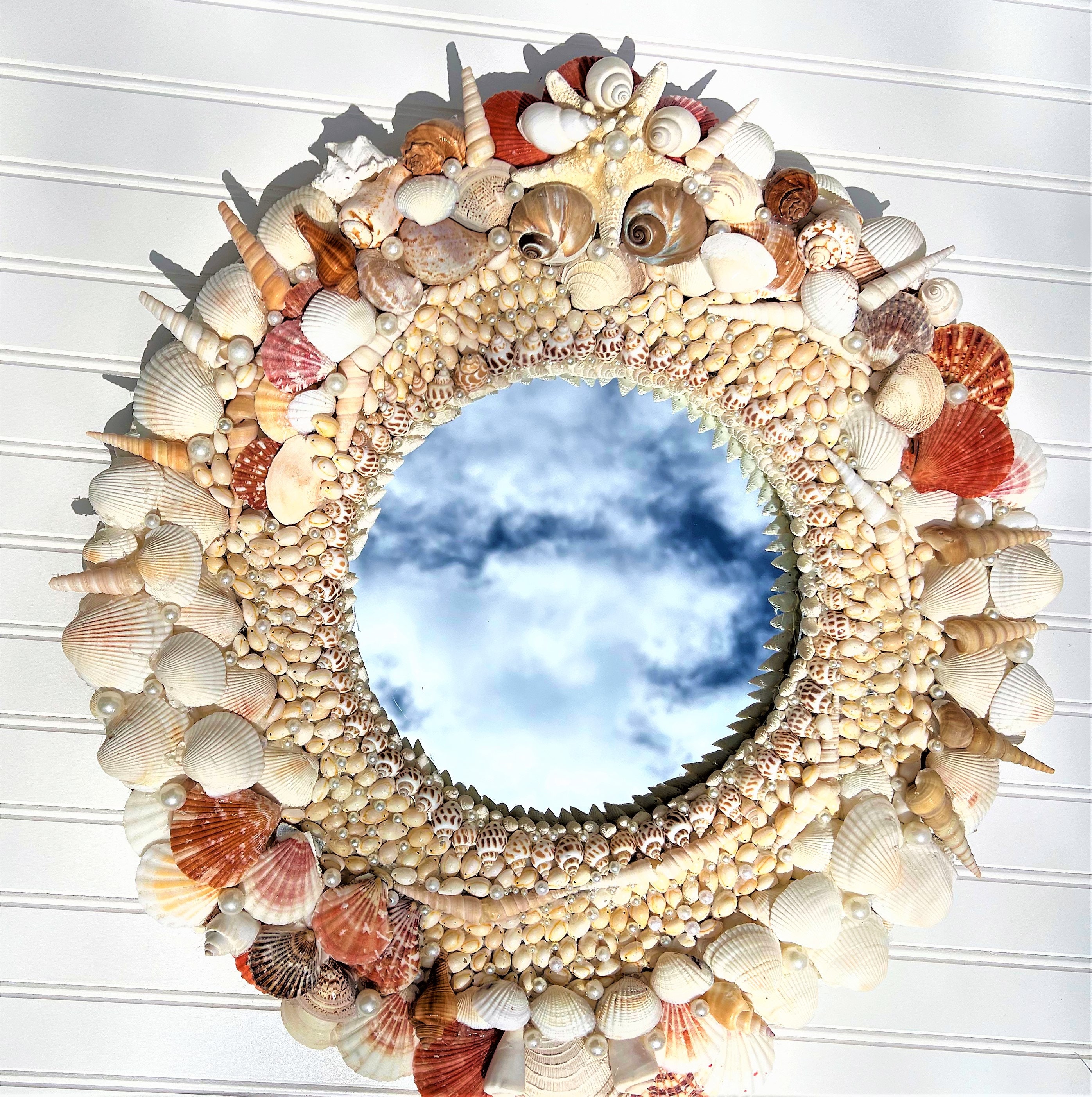 Shell Mirror Round Wall Mirror 23/24 | Etsy