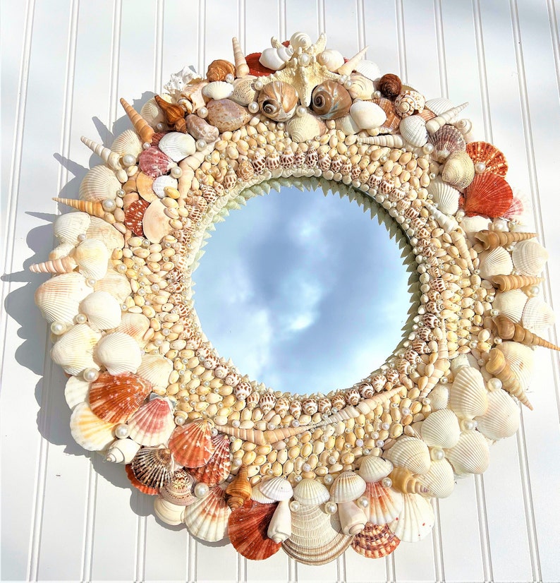 Shell Mirror Round Wall Mirror 23/24 - Etsy