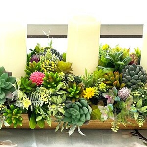 Succulent Glow Tri-candle Centerpiece Home Decor 30 Long X 11 Wide - Etsy