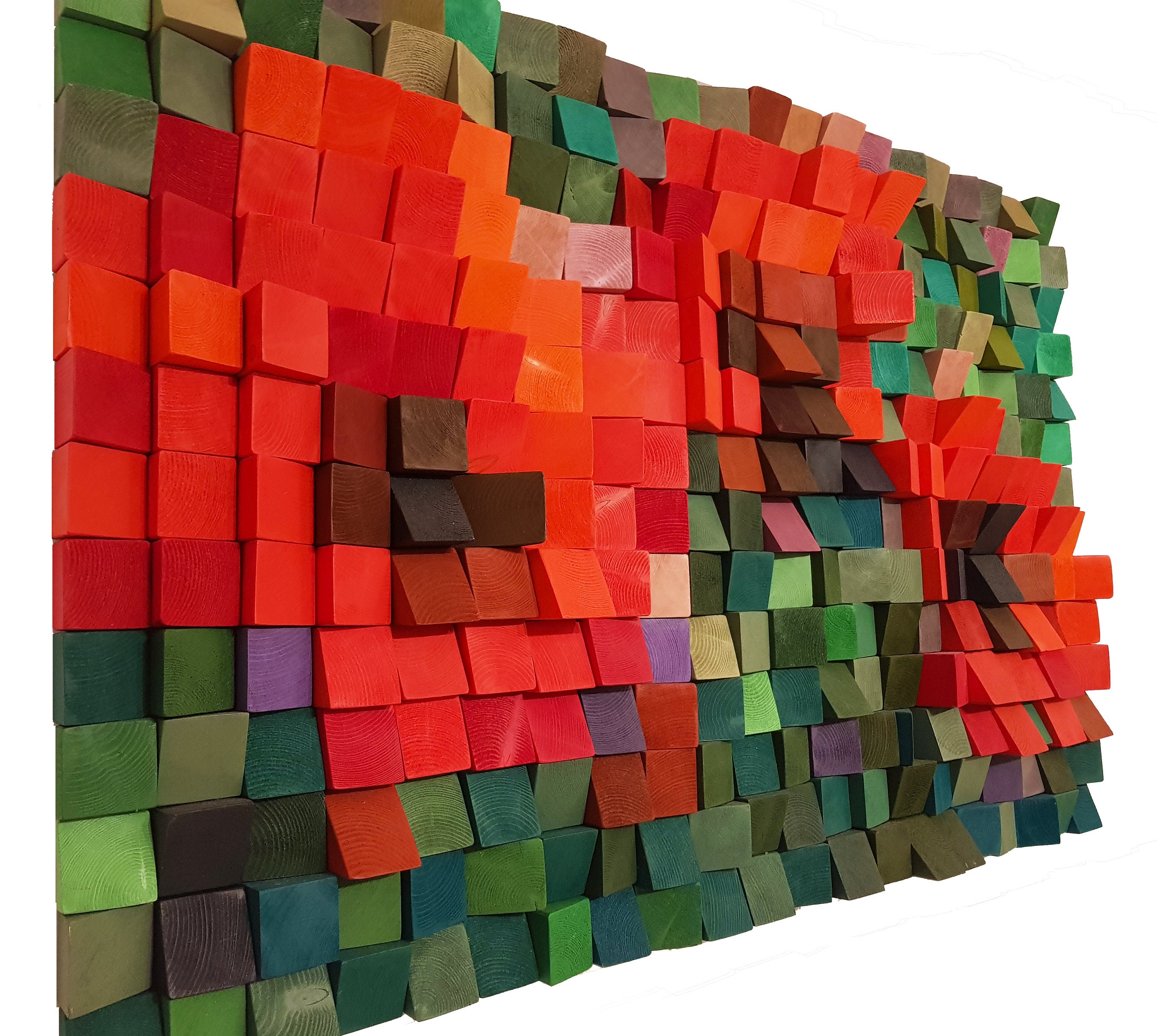 Poppies - 3D Wood Art, Wood Wall Art, Wood Mosaic, Modern Wall ...