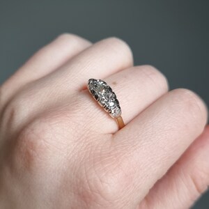 Antique Georgian or Early Victorian Old Mine Cut Diamond Ring, 9-stone ...