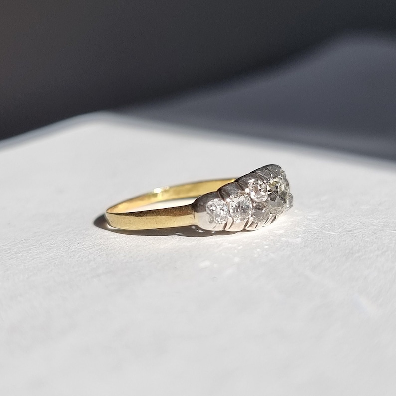 Antique Georgian or Early Victorian Old Mine Cut Diamond Ring, 9-stone ...
