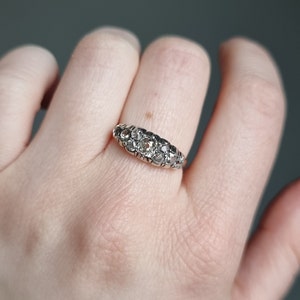 Antique Georgian or Early Victorian Old Mine Cut Diamond Ring, 9-stone ...