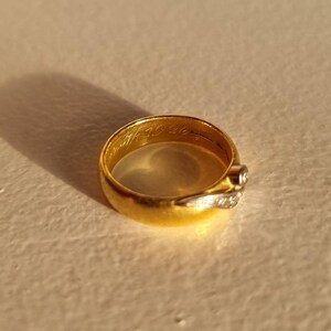 Glowing Late Art Deco 23k Gold Ring With Diamonds Set in 18k White Gold ...