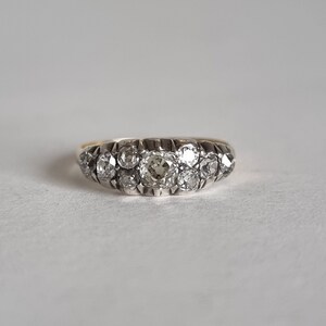 Antique Georgian or Early Victorian Old Mine Cut Diamond Ring, 9-stone ...