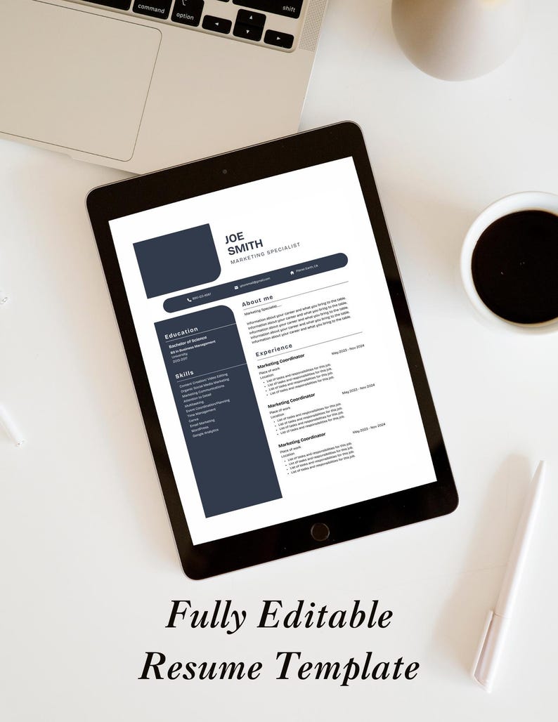 Clean Modern Resume Template 2 Page | CV Template | Instant Digital ...