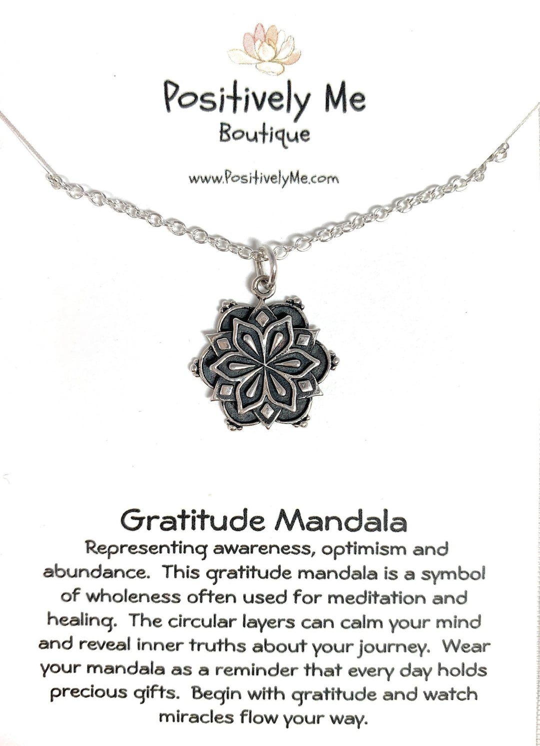 Gratitude Mandala Necklace: Sterling Silver Affirmation Jewelry - Etsy