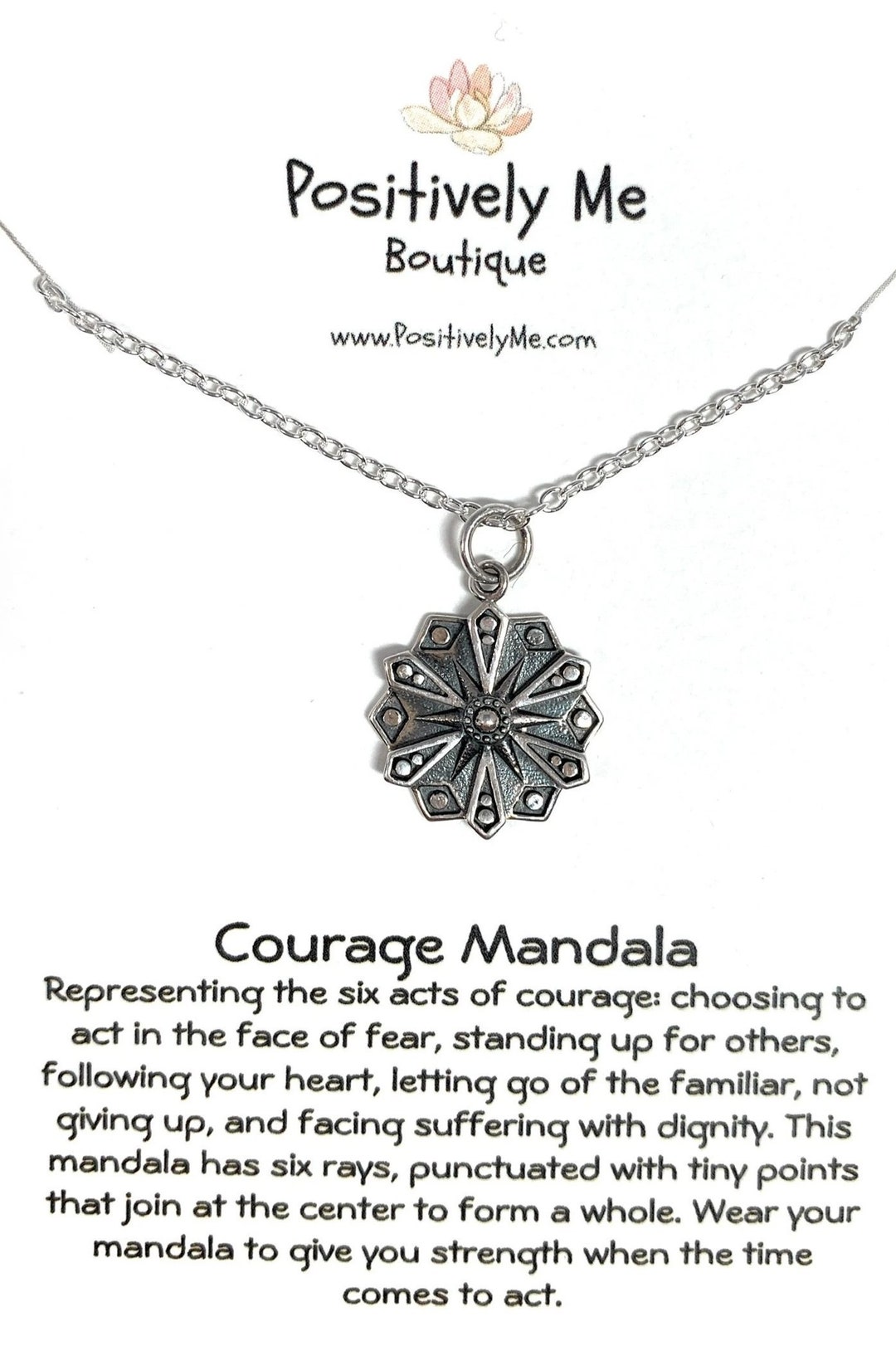 Courage Mandala Pendant: Engraved Sterling Silver Spiritual Necklace - Etsy