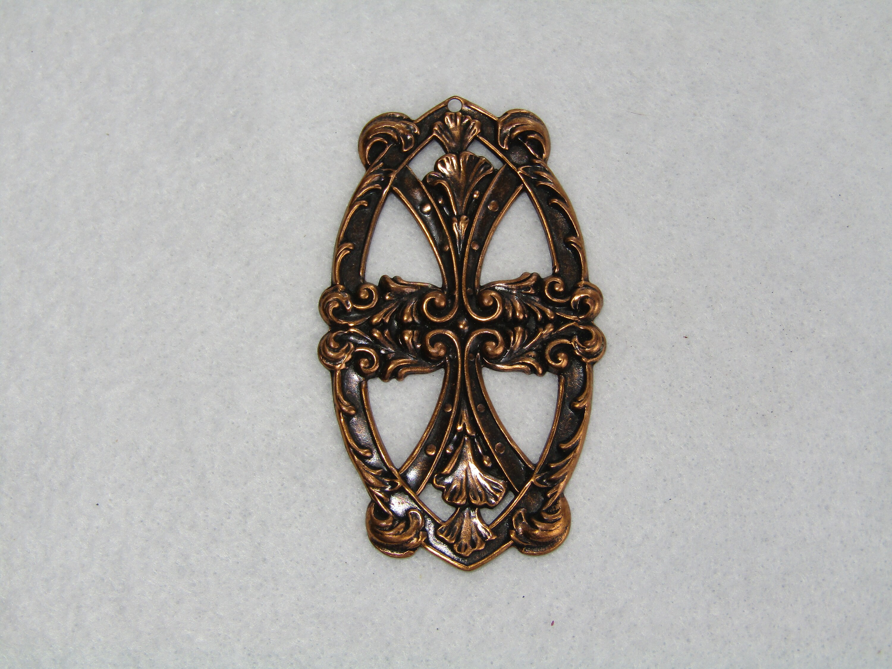 Copper Cross Medallion 3" Backplate Ornate Embellishment Applique ...