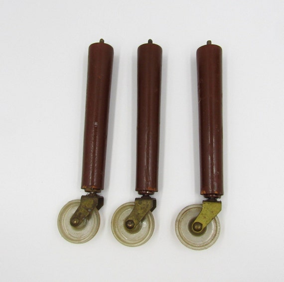Wood Furniture Legs With Wheels Set of 3 9.5 Inch Long Round - Etsy