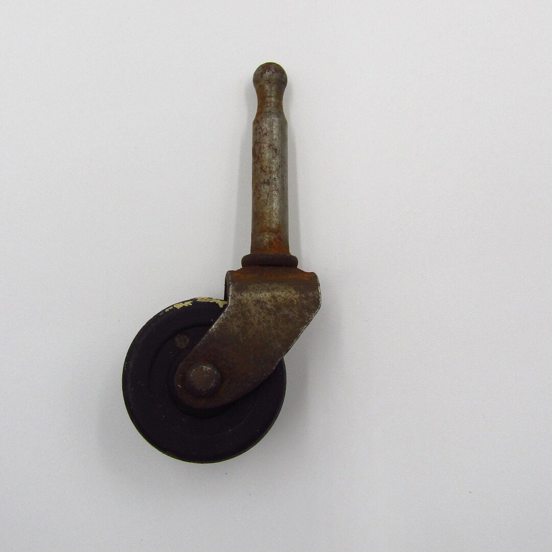 Caster Wheel 1-1/4 Diameter 9/16 Wide Hard Rubber Black Swivel Legs ...