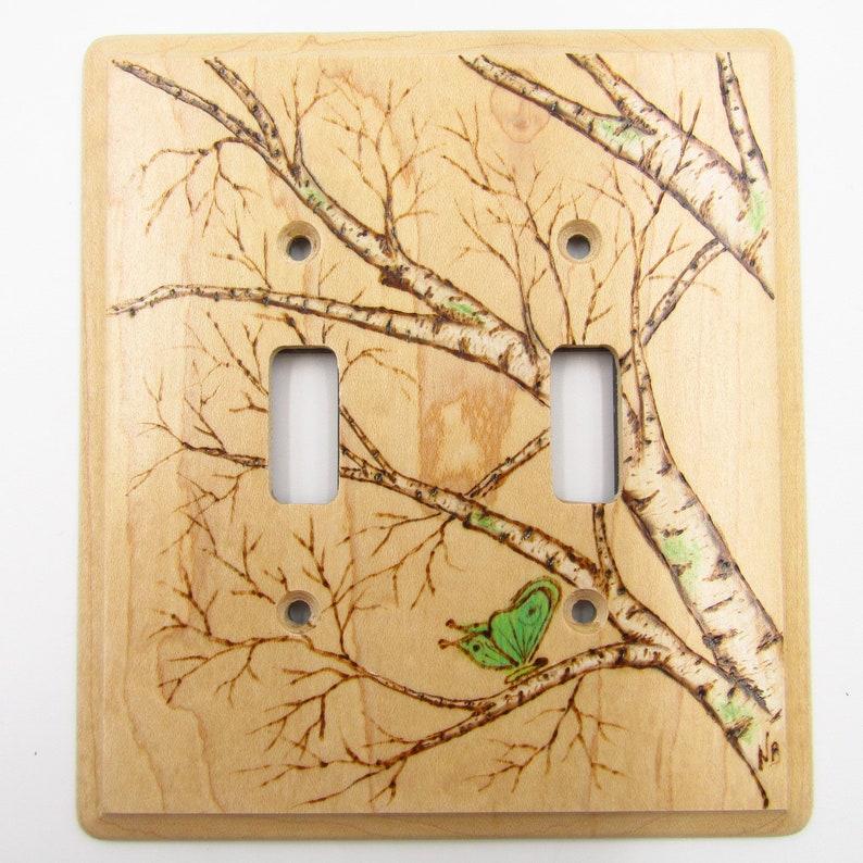 Hand Painted Wood Outlet Light Switch Cover Wall Plate Single Double ...