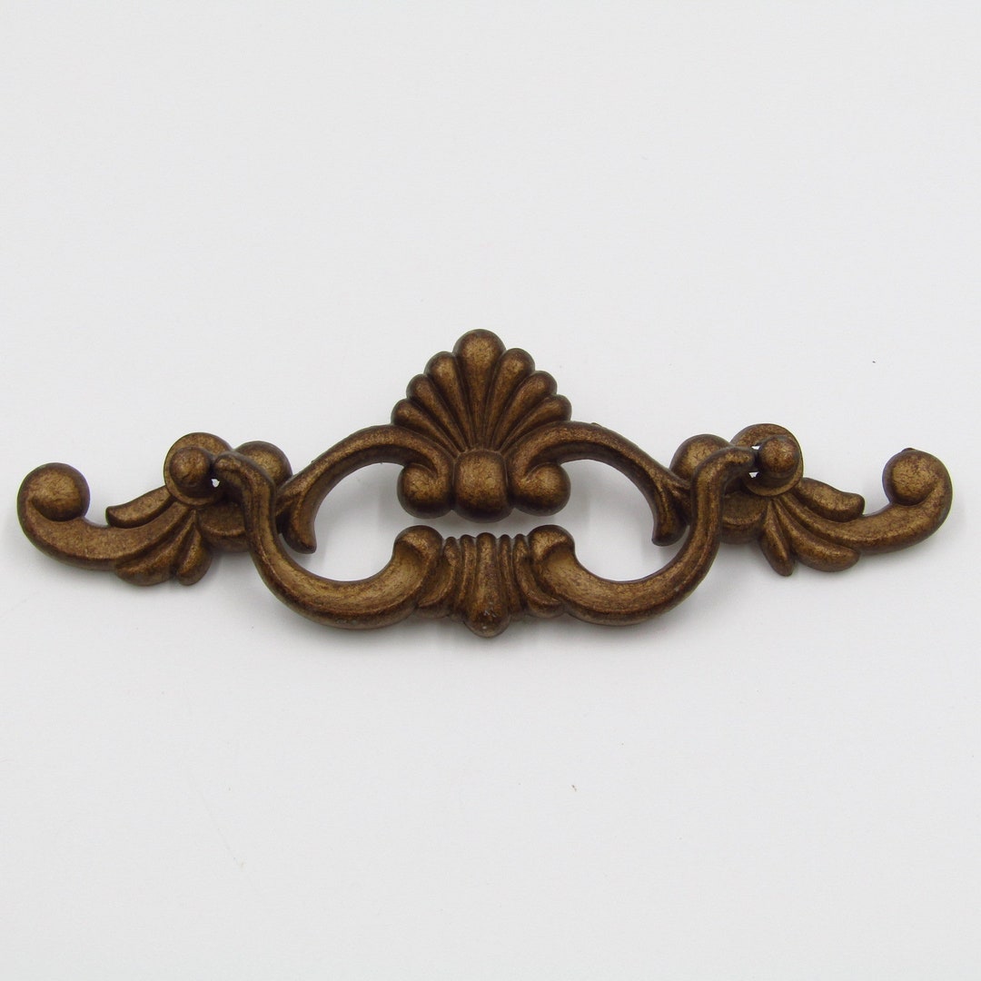 Drop Bail Pull - 4" Centers - 6" Long Gold Ornate Victorian Era Style ...