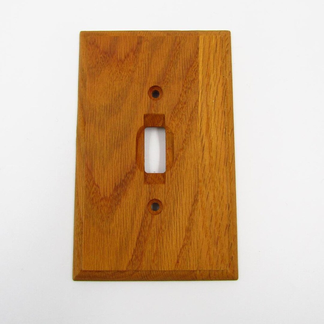 Solid Wood Single Light Switch Cover Finished Light Oak Wall Plate One ...