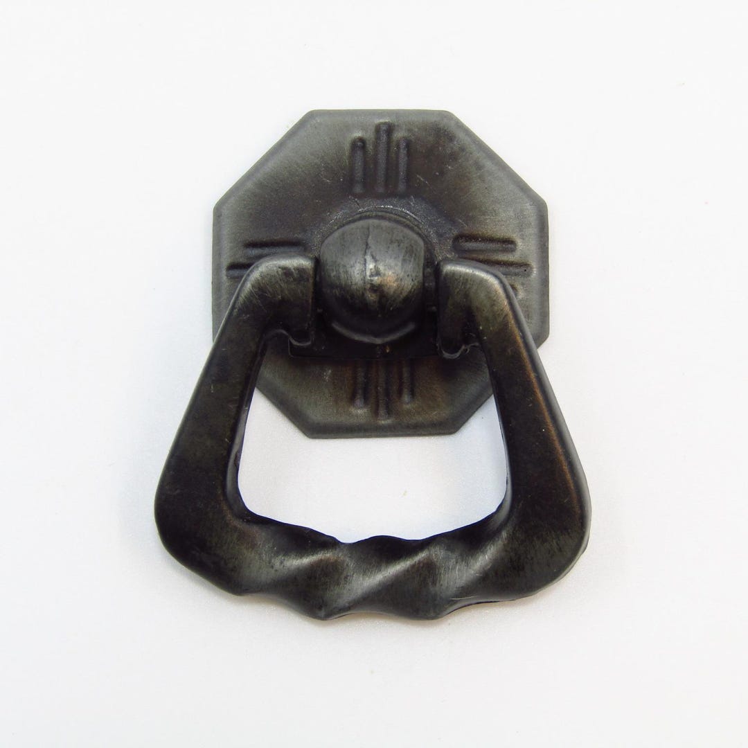 Finger Pull Drop Bail Ring and Backplate Pewter Black Gray Twist Ornate ...