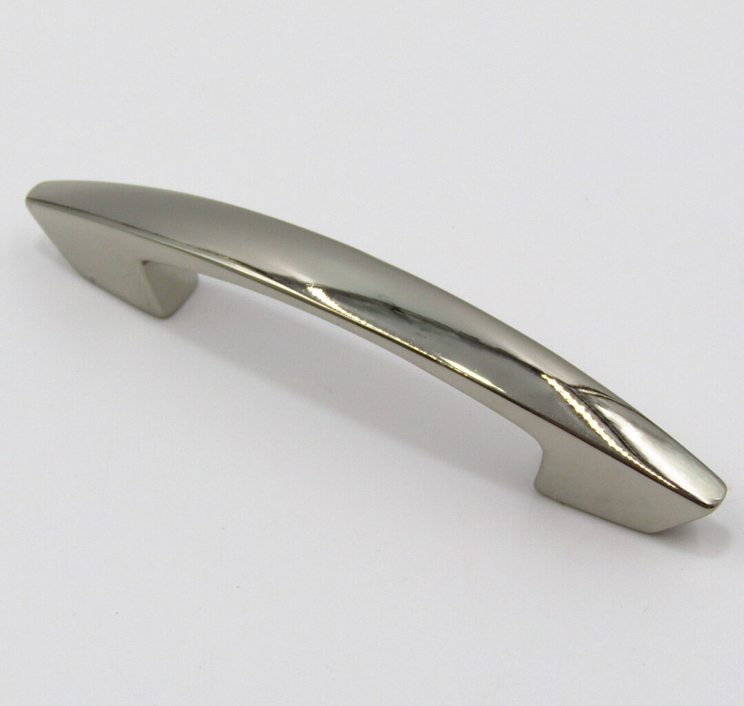 Drawer Pull - 3" Centers - 4.75" Long Silver Curved Mid Mod Pointy for ...