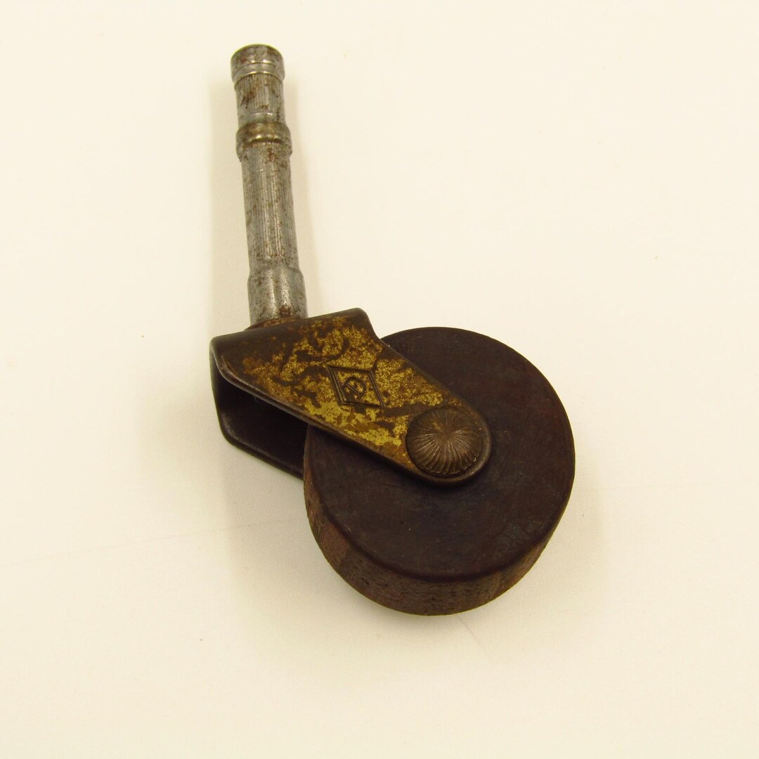 Caster Wheel 1.25" Diameter Wood and Brass Bassick Wheel Swivel Antique ...
