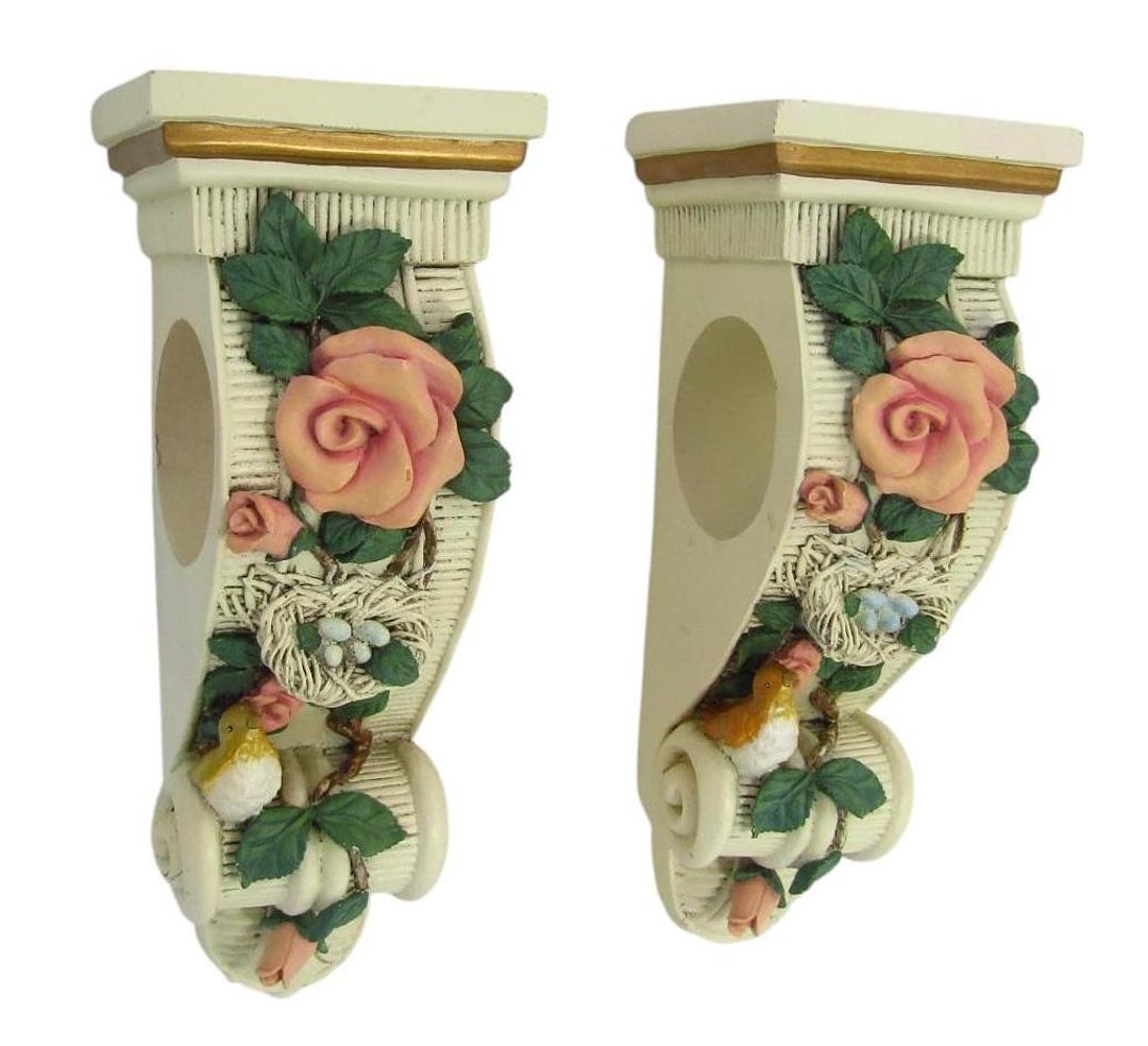 Pair Drapery Wall Sconce Corbel Bracket Curtain Rod Holder Scarf Swag ...