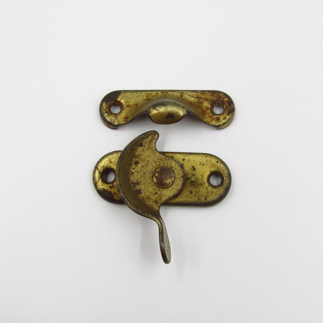 Window Latch Sash Lock Keeper Round Gold Finish Aged Brass Hardware ...