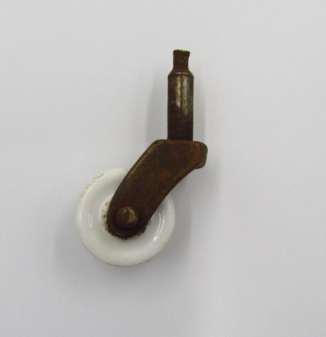 Vintage Porcelain Caster Wheel 1-1/8 Diameter 9/16 Wide Ceramic White ...