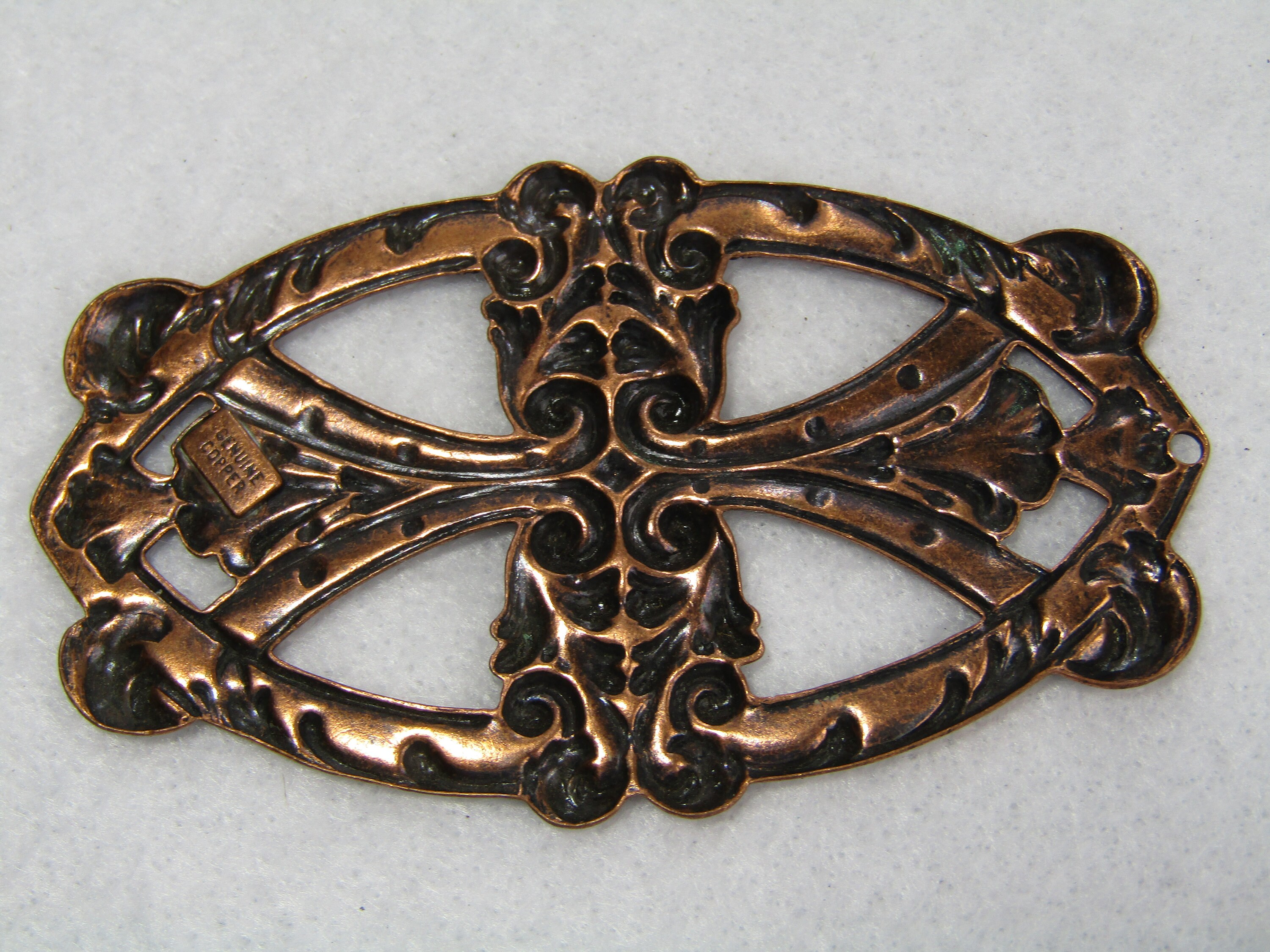 Copper Cross Medallion 3" Backplate Ornate Embellishment Applique ...