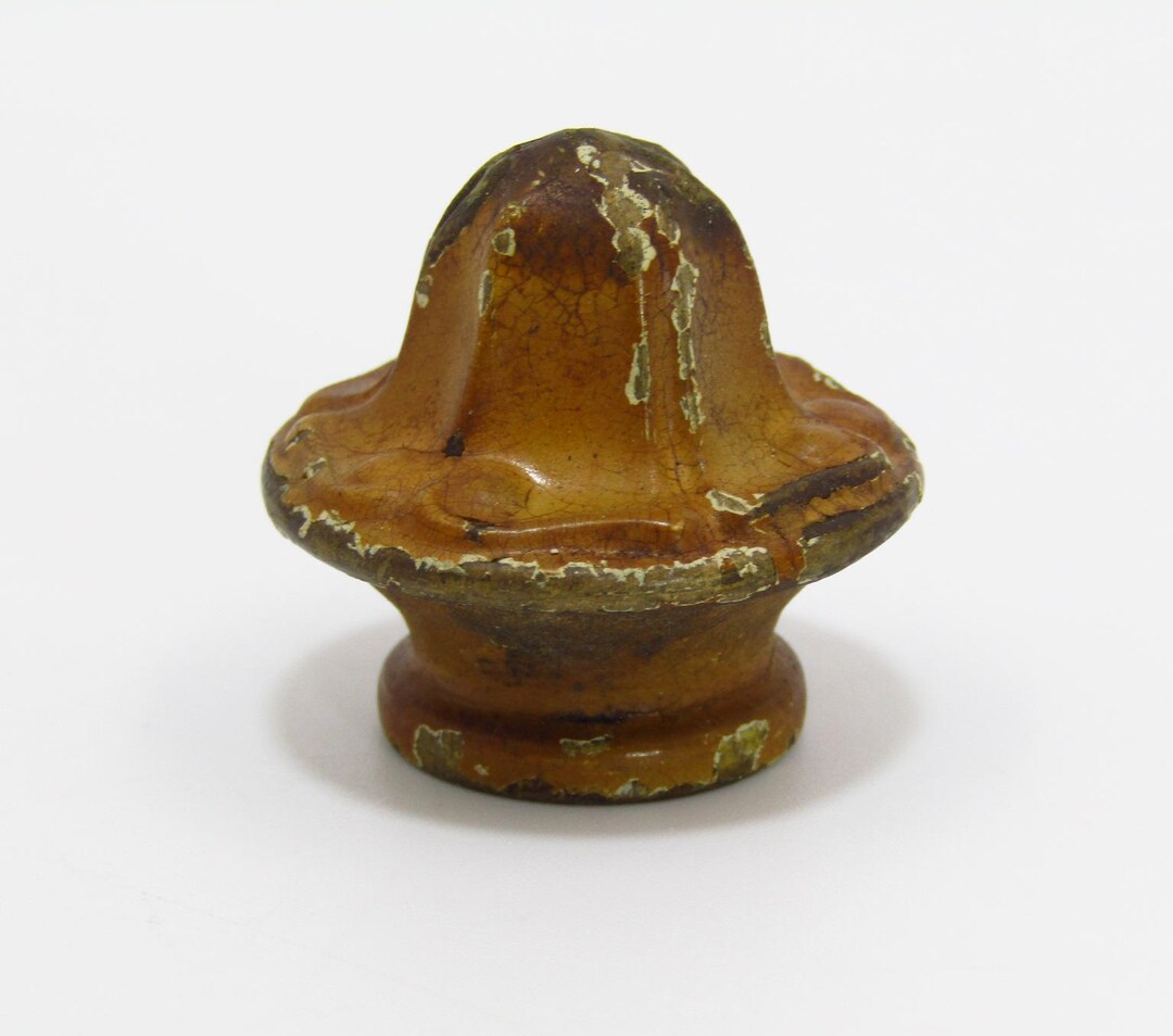 Vintage Ceiling Light Fixture Shade Threaded Metal Finial Screw on Cap ...