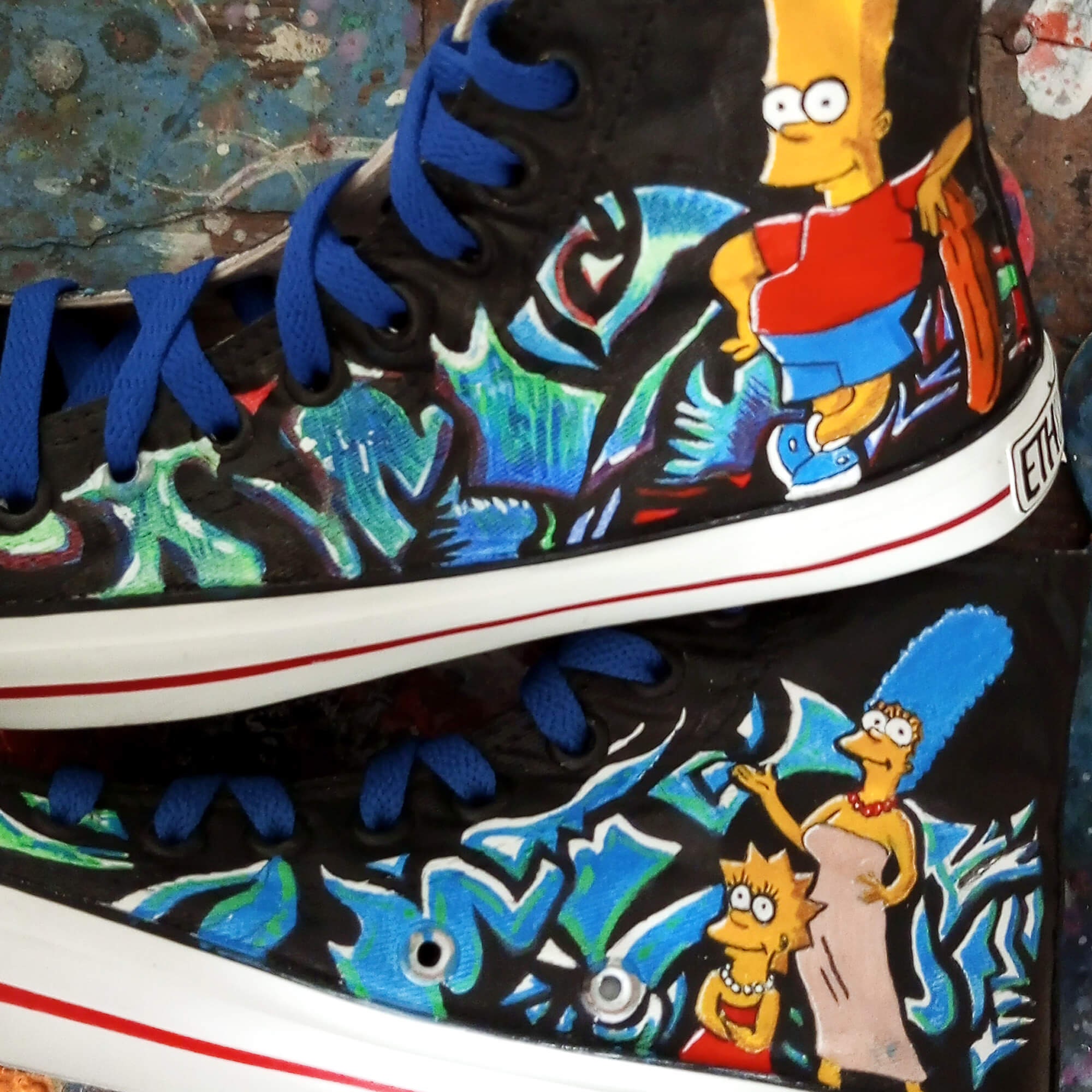 Unique Simpsons Family Custom Painted Shoes Unisex Wearable - Etsy