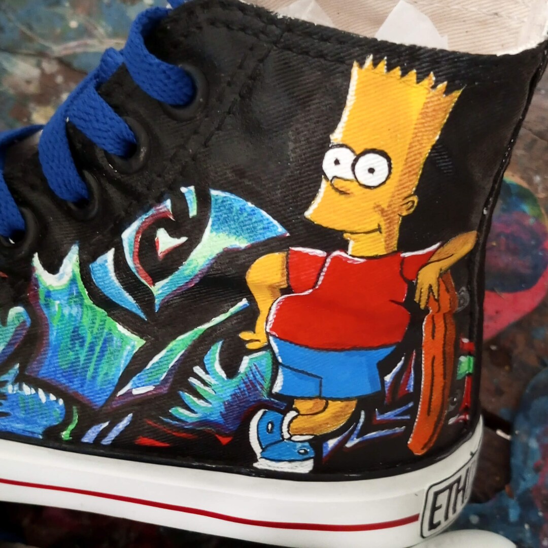 Unique Simpsons Family Custom Painted Shoes Unisex Wearable Art High ...